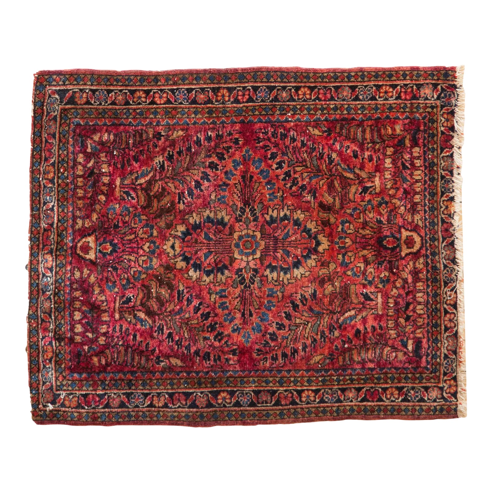 Vintage Fine American Sarouk Square Rug Mat | Chairish