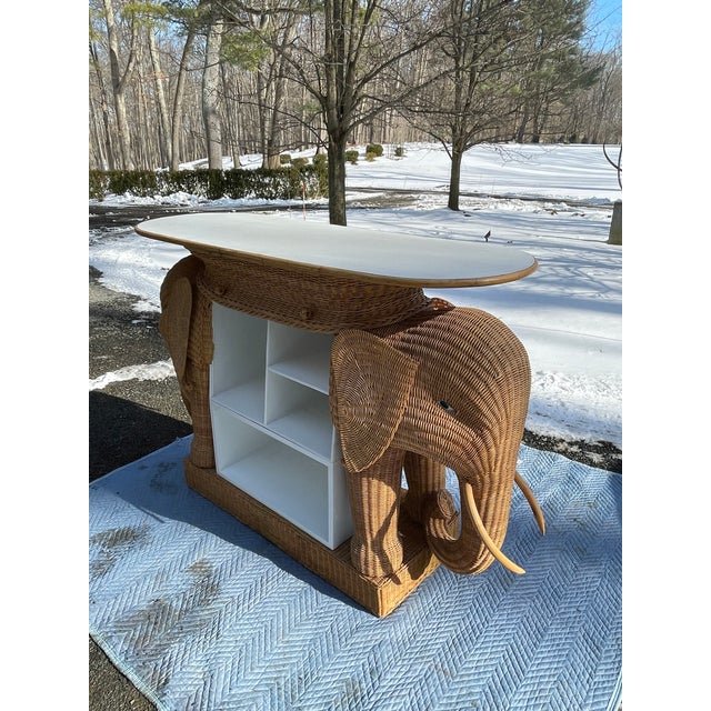 Vintage Rattan Elephant Bar | Chairish