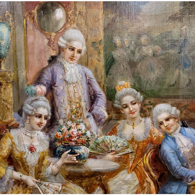 19th Century French Rococo Court Scene -Music Party-Oil Painting | Chairish