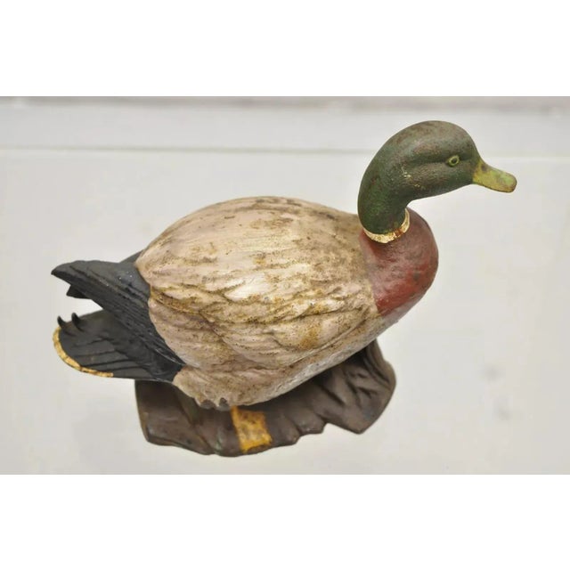 Antique Victorian Cast Iron Figural Painted Mallard Duck Door Stop ...