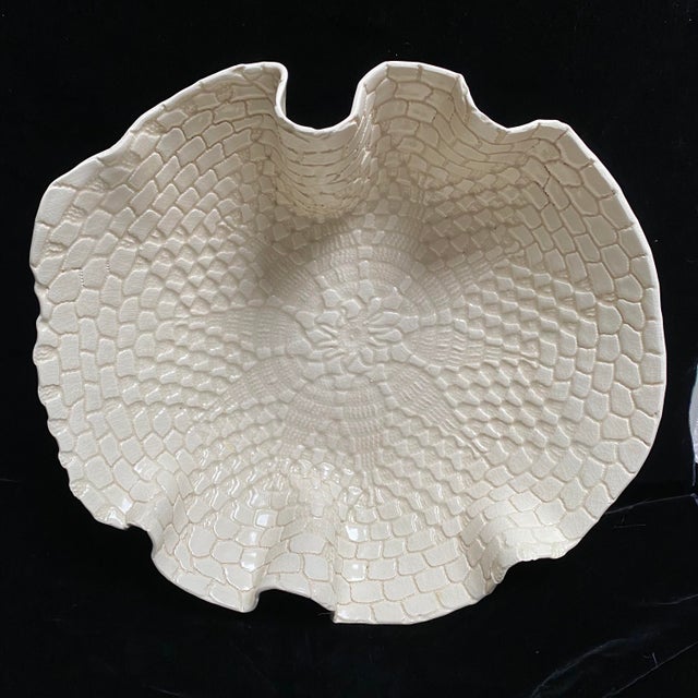 Vintage 1992 Hand Made Impressed Lace Porcelain Pottery Bowl Signed ...