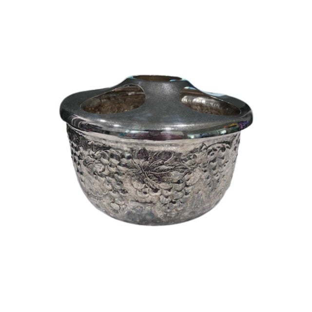 Vintage Silver-Plated Round Champagne & Wine Bottle Chiller Cooler Ice ...