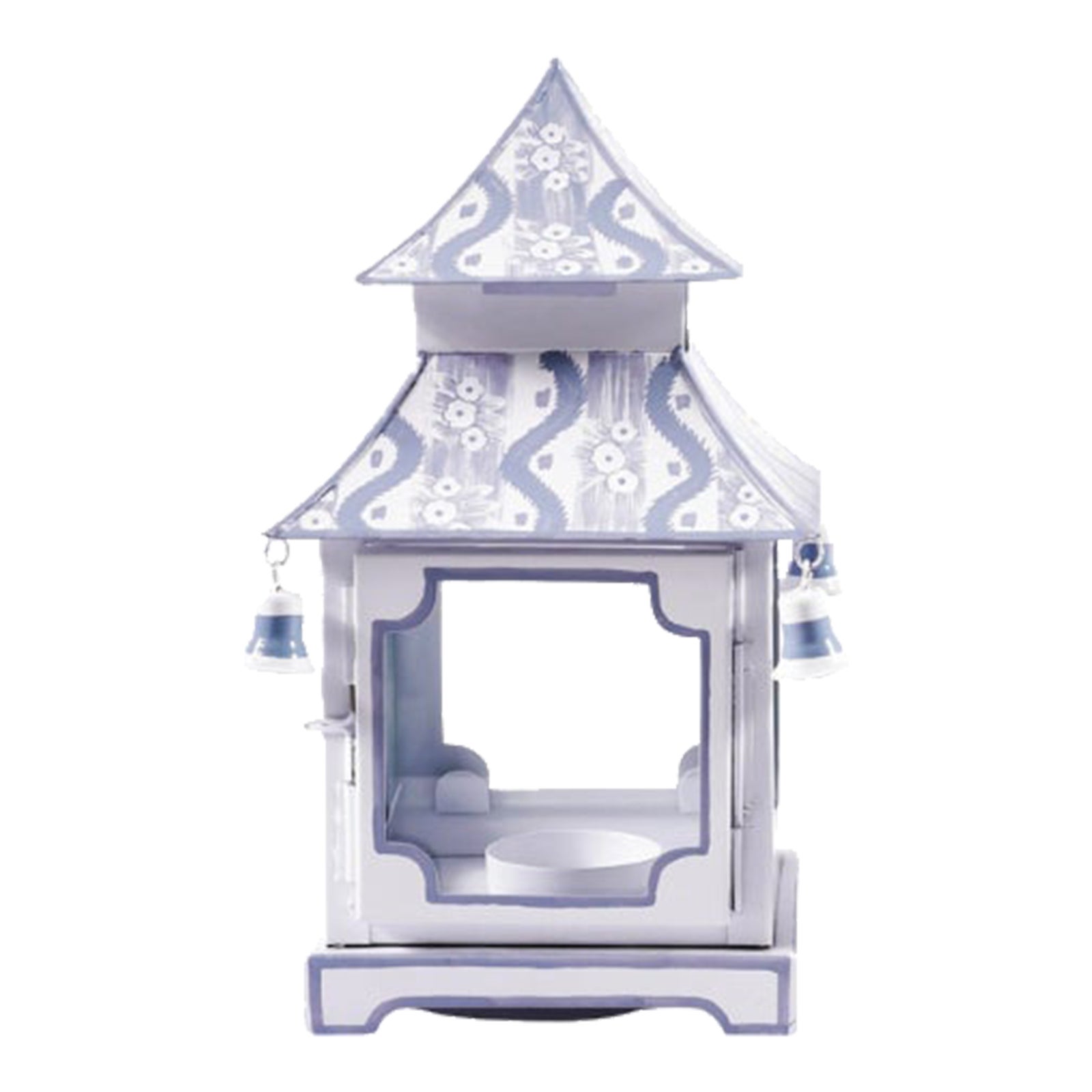 Trellis White & Blue Pagoda Hurricane, Small | Chairish