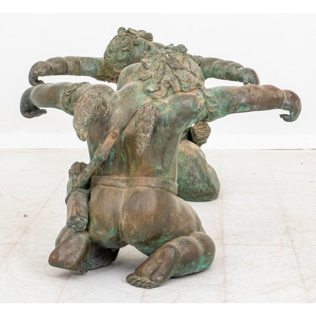 Bronze Winged Cherub Sculptures Side Table Base | Chairish