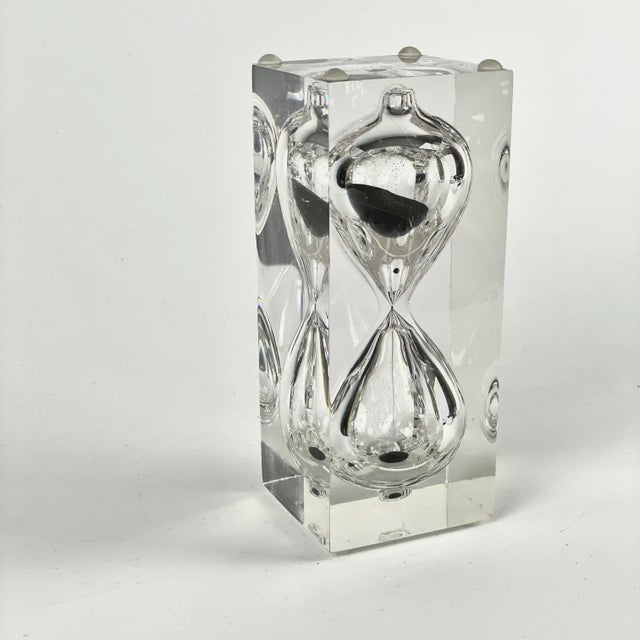 1970's Floating Hourglass in Lucite Sculpture Attributed To Pierre ...