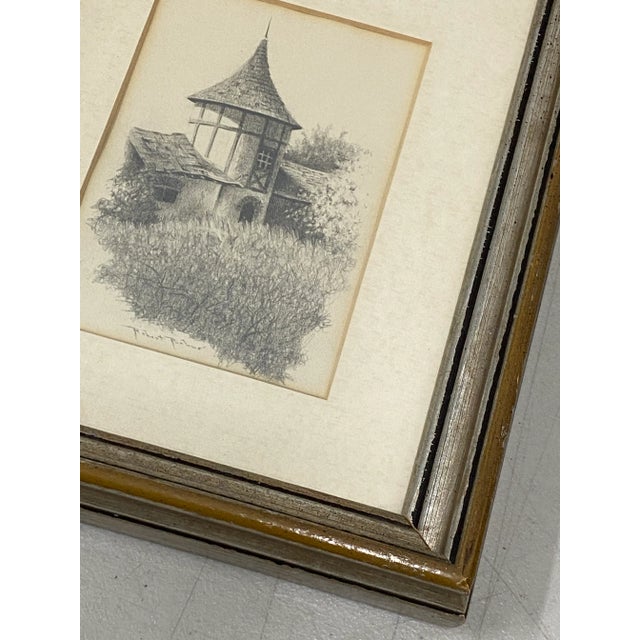 Vintage "Tudor Cottage" Original Graphite Drawing C.1940 | Chairish