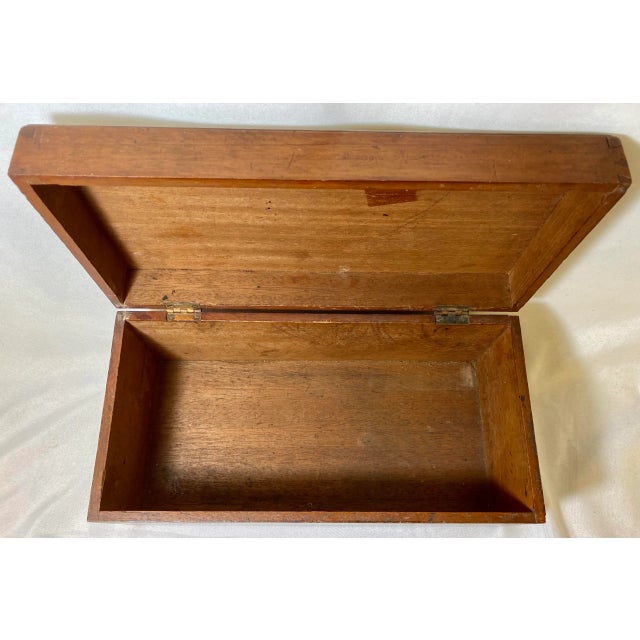 Antique Wooden Box With Graceful Beveled Edge Top From England - Circa ...