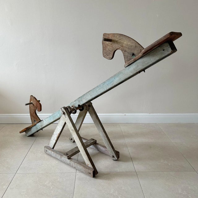 Vintage Folk Art Wood See-Saw | Chairish