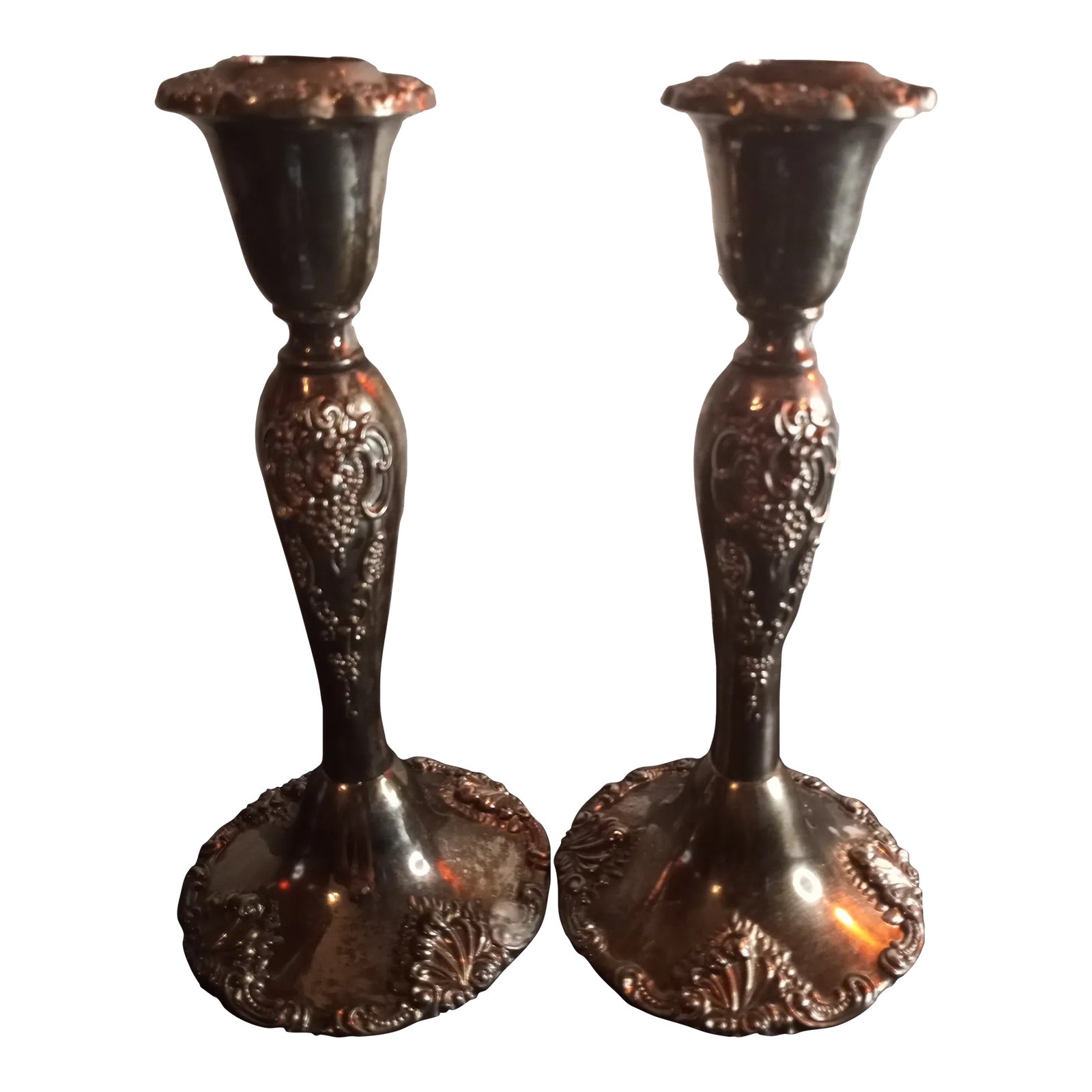 1980s Godinger Baroque Silverplated Candle Stick Holders Set of 2 ...