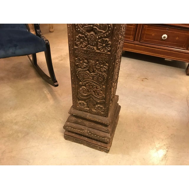 Solid Wood Hand Carved Pillar | Chairish