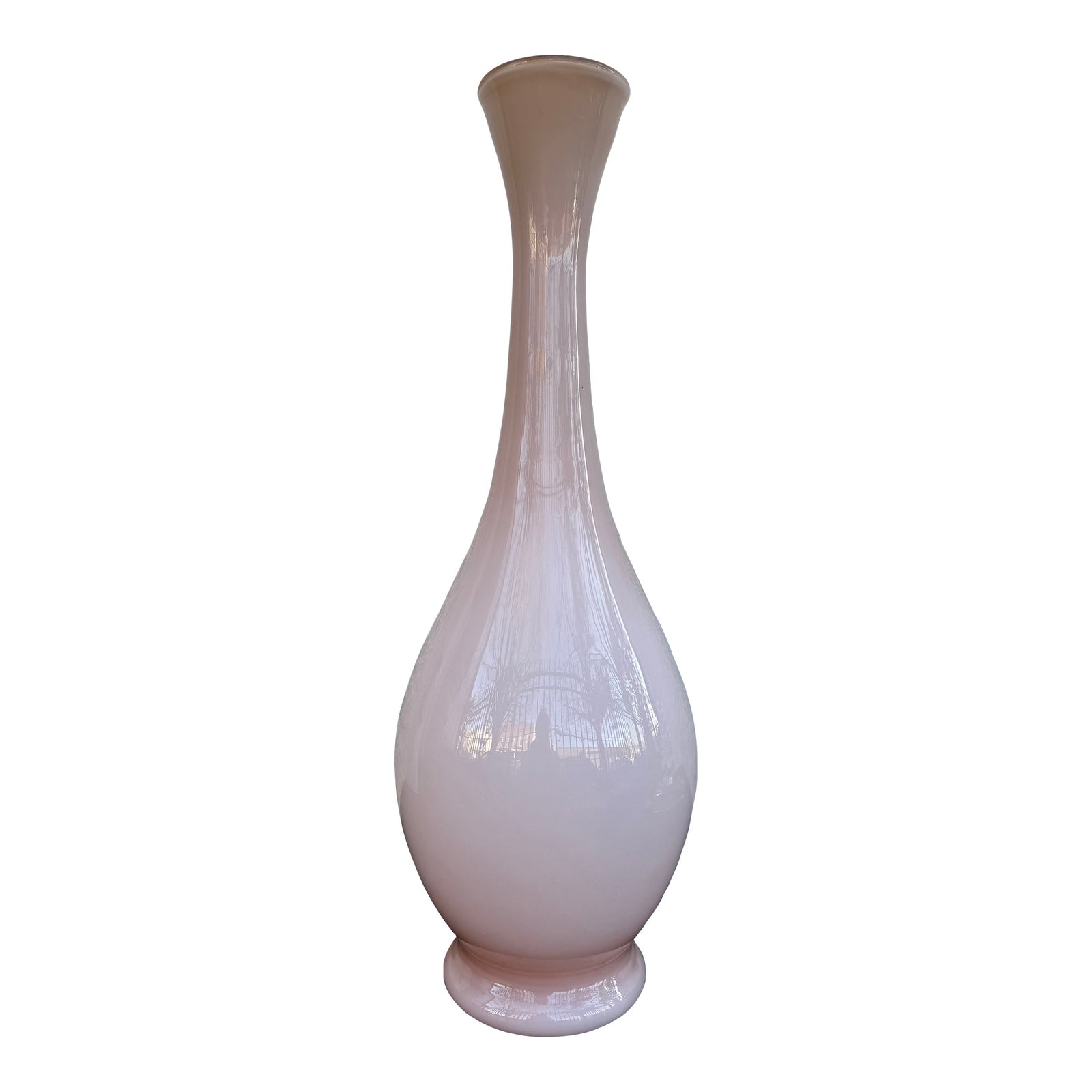 Vintage Empoli Glass Vase Pink White Case Long Neck Genie Bottle ...