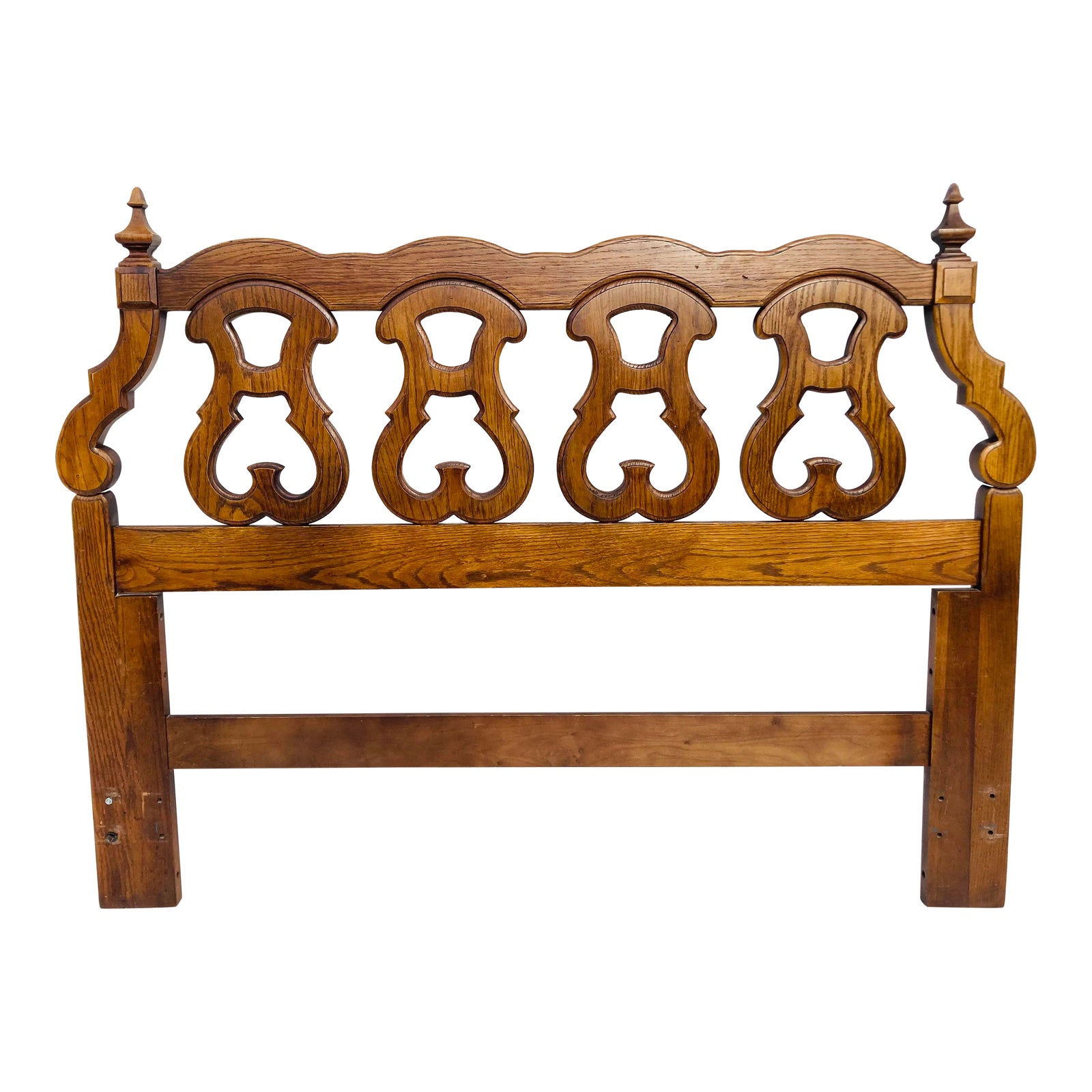 1970s French Country Style Solid Wood Queen Size Headboard | Chairish