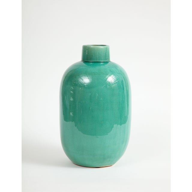 Teal Pottery Vase Circa 1960 | Chairish