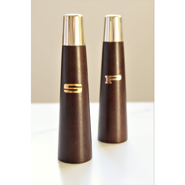 Mid-Century Retro Gold Salt N Pepper Shaker S/2 | Chairish