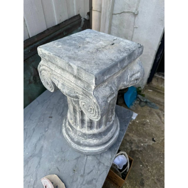 Grey Greek Ionic Column Pedestal | Chairish