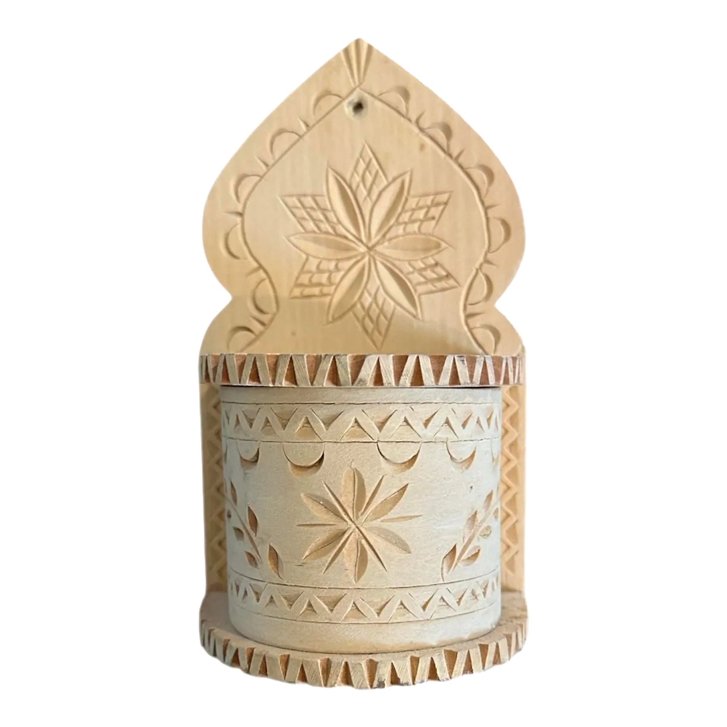Vintage Scandinavian Style Norwegian Hand Carved Wooden Wall Mount Salt ...
