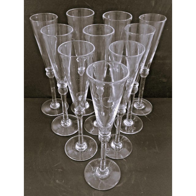 Simon Pearce Heartland Champagne Flutes Set of 10 | Chairish