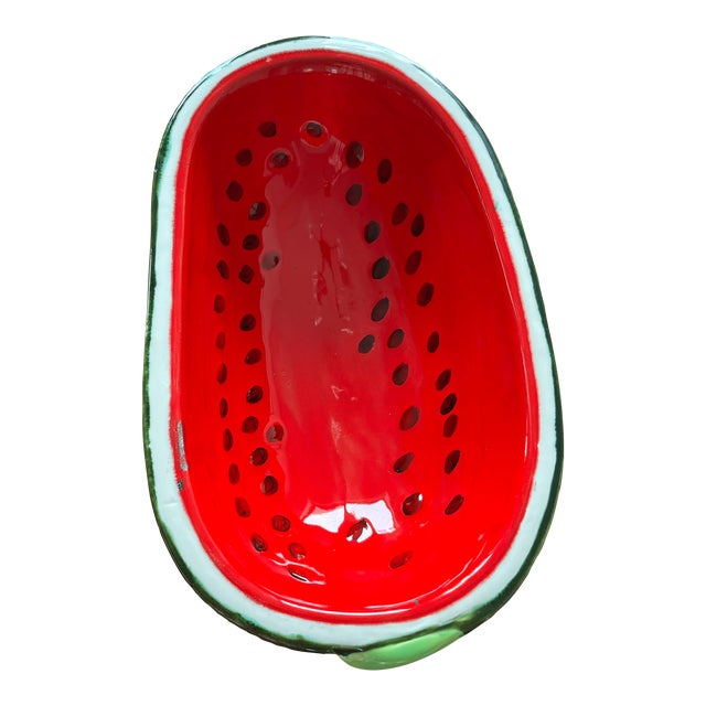 1980s Americana Folk Art Elongated Watermelon Bowl | Chairish