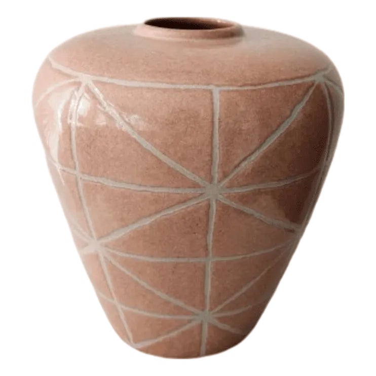 Ceramic Vase With Geometric Design | Chairish