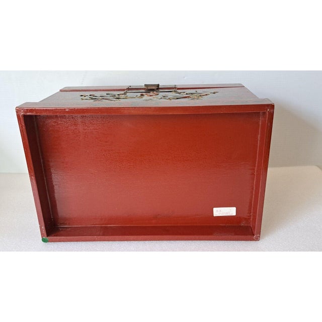 1960s Vintage Chinese Carved Double Dragon Wood Dowry Keepsake Box Felt ...