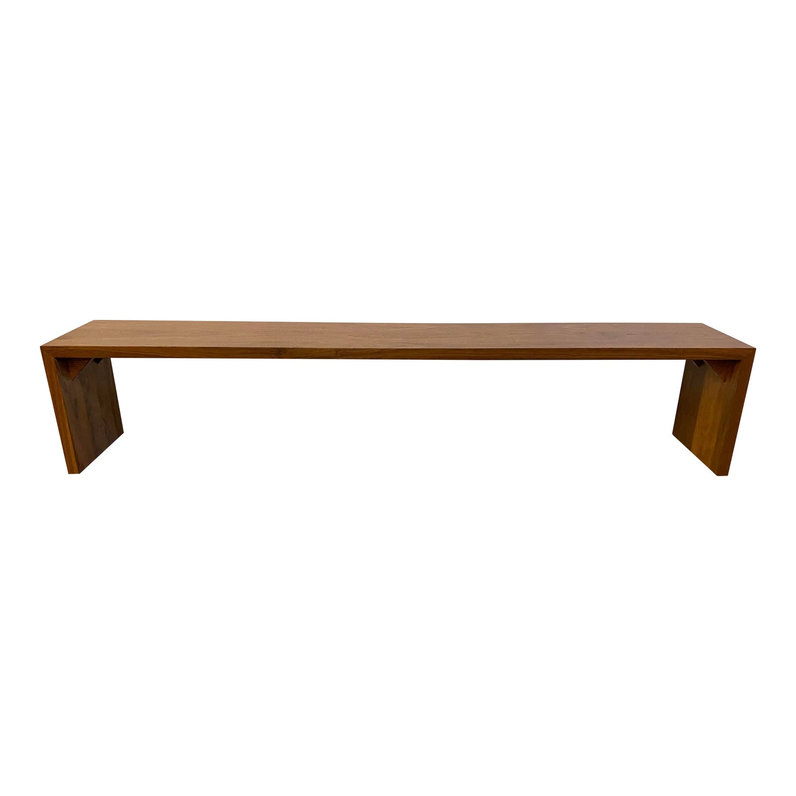 Vermont Farm Table Walnut Waterfall Bench 1 | Chairish