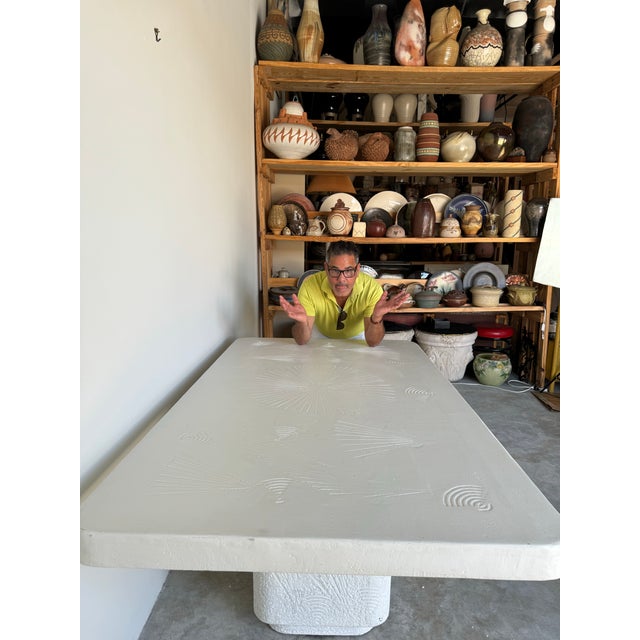 1980's J. Berdou Art Handmade Plaster Dining or Conference Table | Chairish