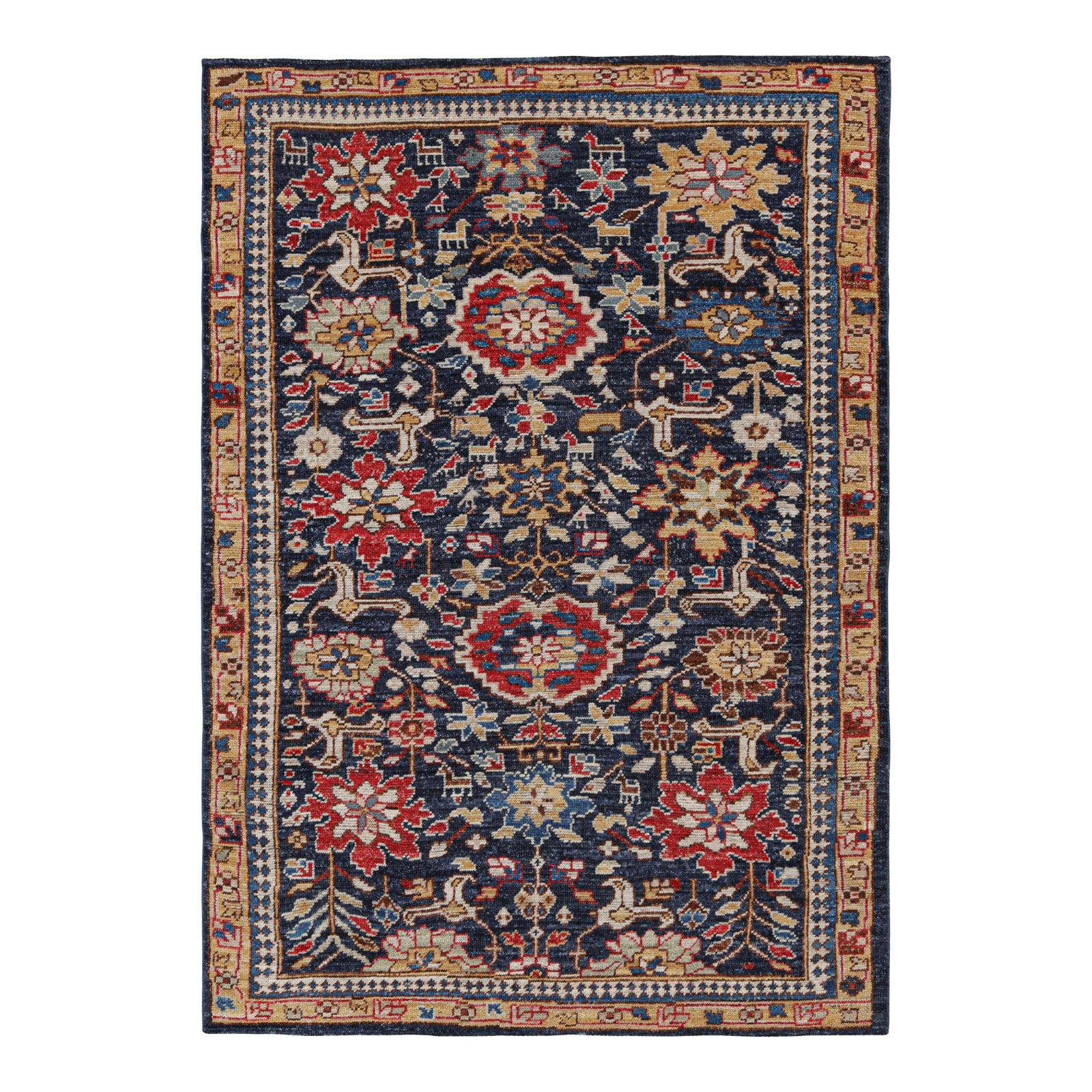 Rug & Kilim’s Caucasian Kuba Style Rug in Blue With Pictorial & Floral ...