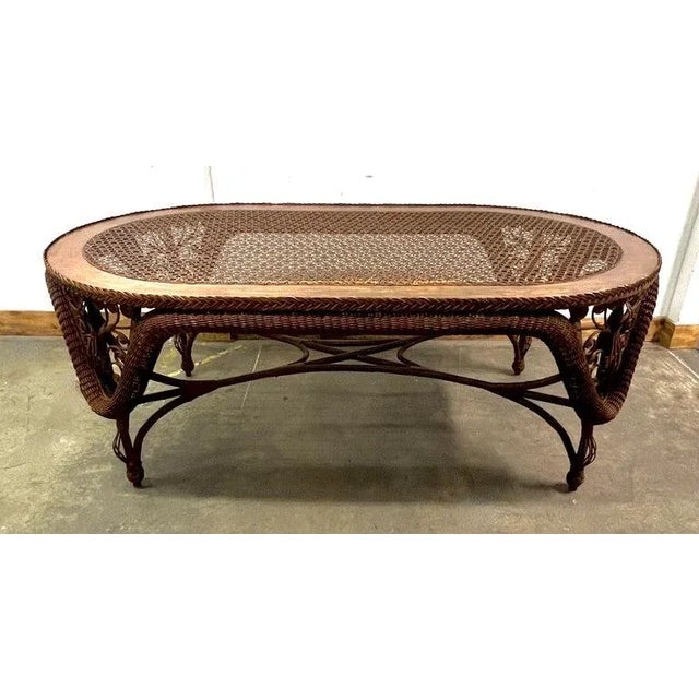 Wicker Dining Room Table with 6 Wicker Chairs - Set of 7 | Chairish