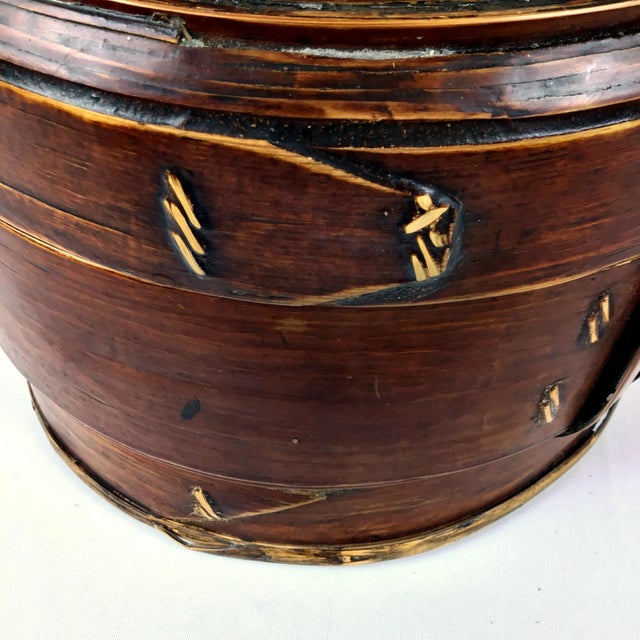 1900s Chinese Flat Reed Wood Wedding Basket | Chairish