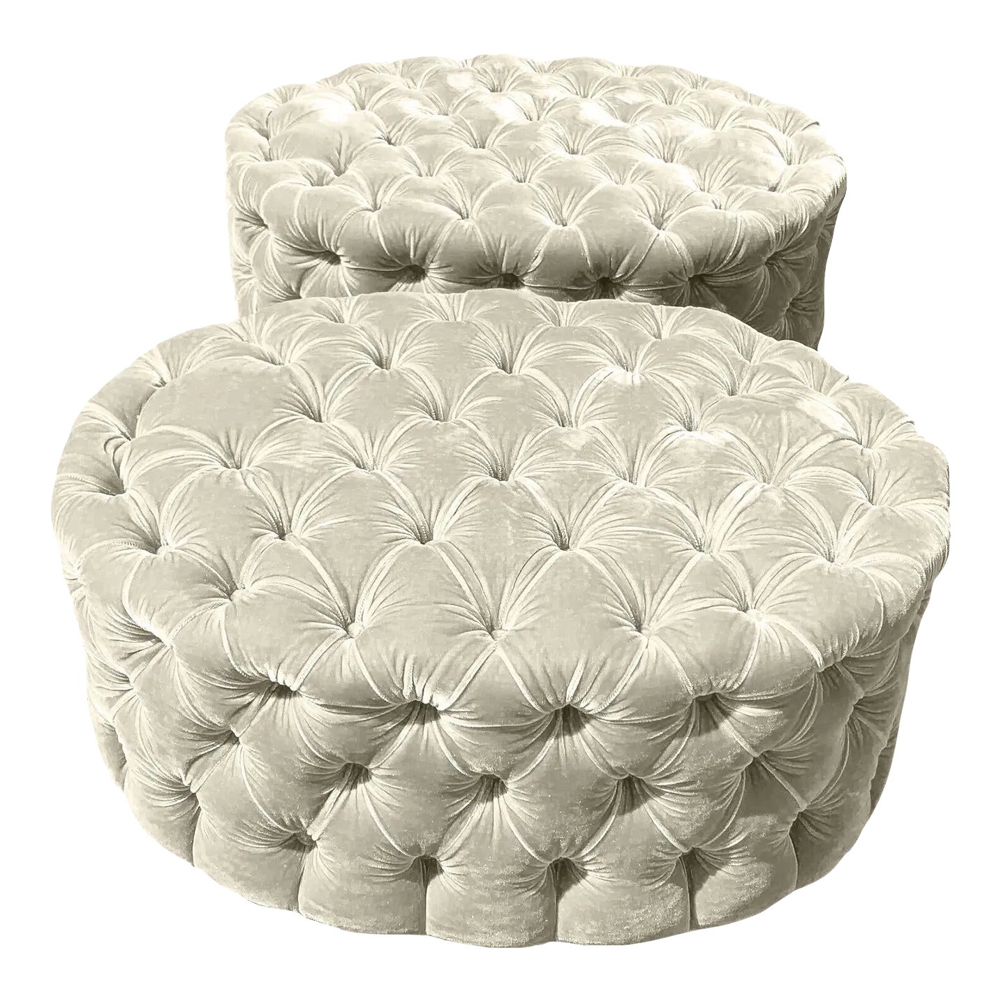 1980s Vintage Ottomans Cream Boucle - Pair | Chairish
