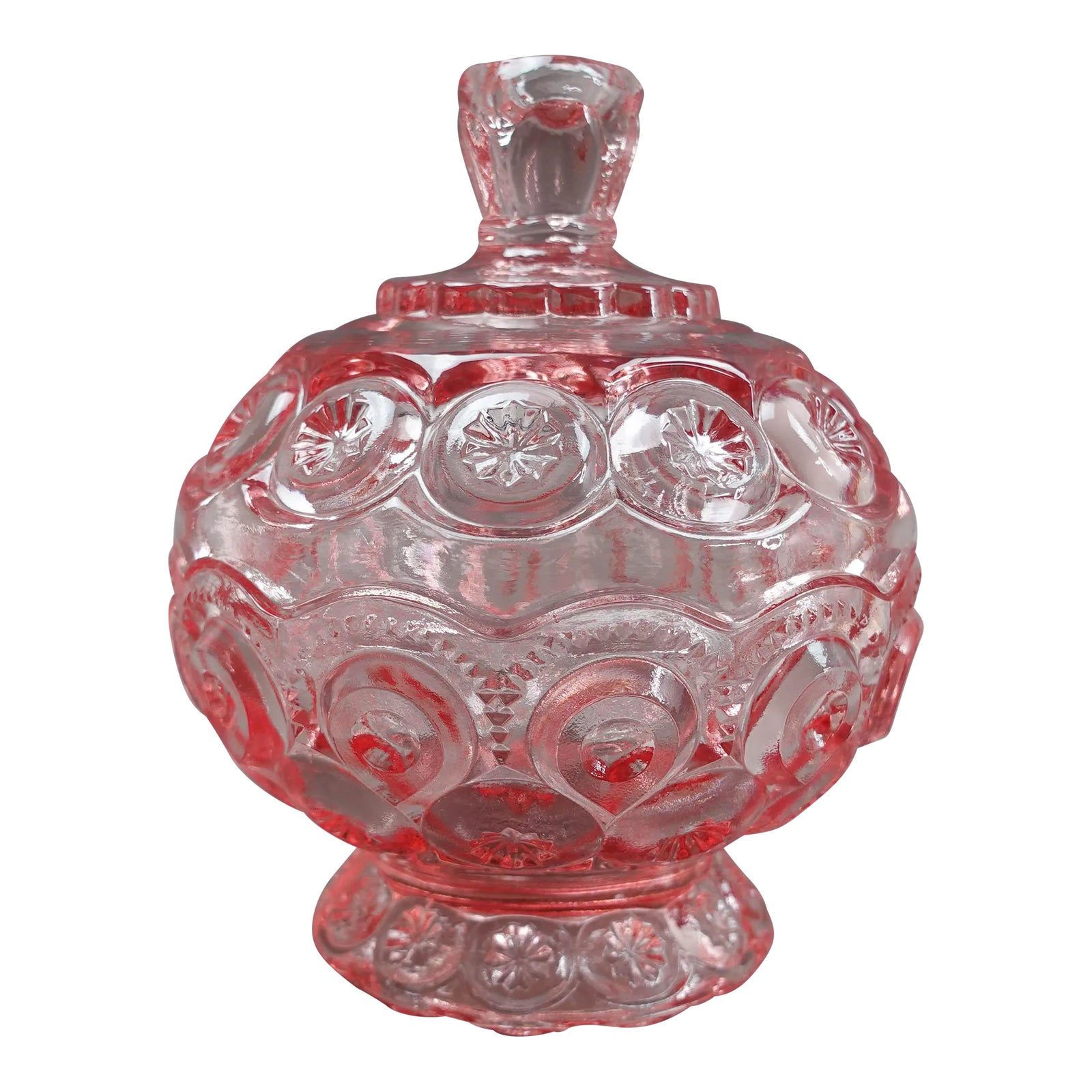 Late 20th Century Le Smith Moon & Stars Pink Compote Lidded Compote ...
