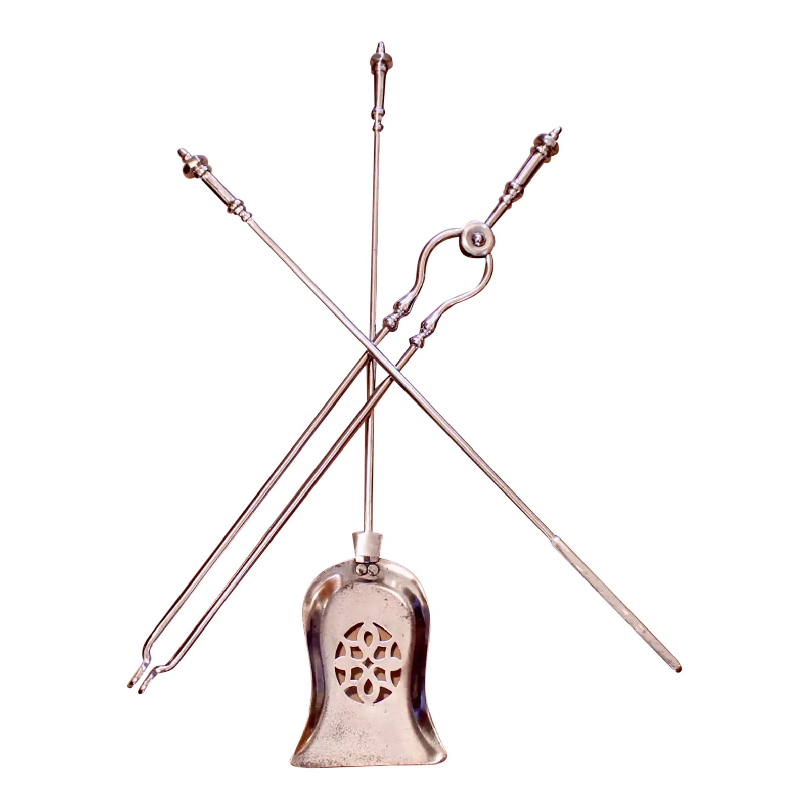 Set of English Regency Period Polished Steel Firetools | Chairish