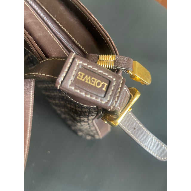 1980s Loewe Logo Canvas and Leather Cross Body Bag | Chairish