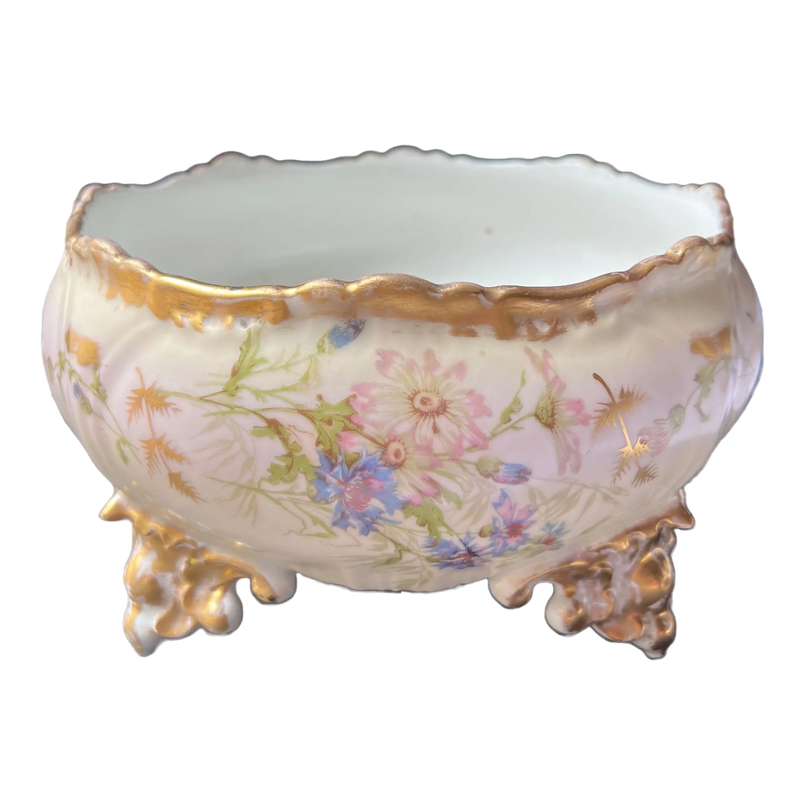 Mid 19th Century Limoges France B& H Floral Center Piece Planter | Chairish