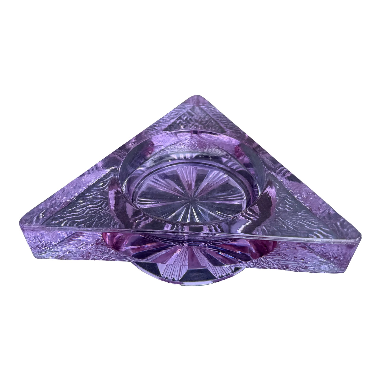 1960s Alexandrite Neodymium Pressed Glass Triangle Ashtray Votive ...