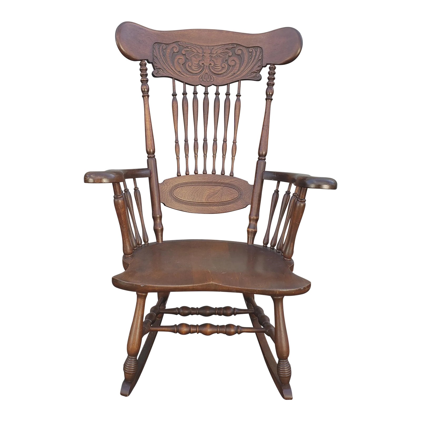 1950s Anglo Inglo-Indian Carved Walnut Rocking Chairs | Chairish