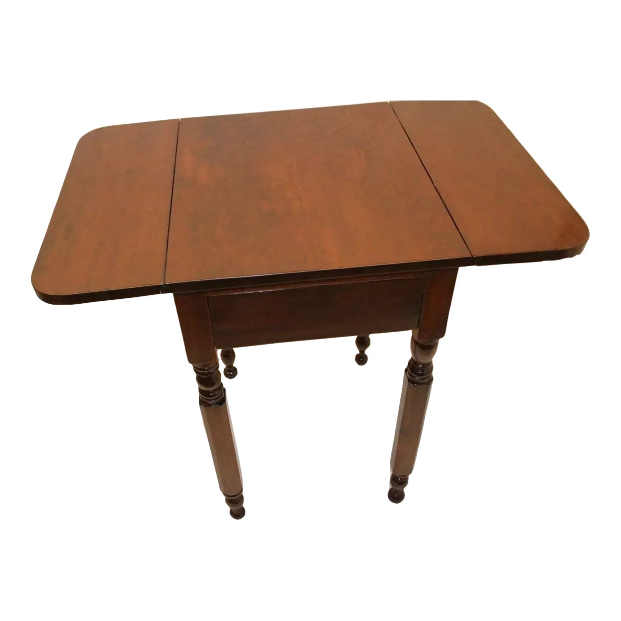 American Walnut Drop Leaf Side End Table With Drawer, 19th C. | Chairish