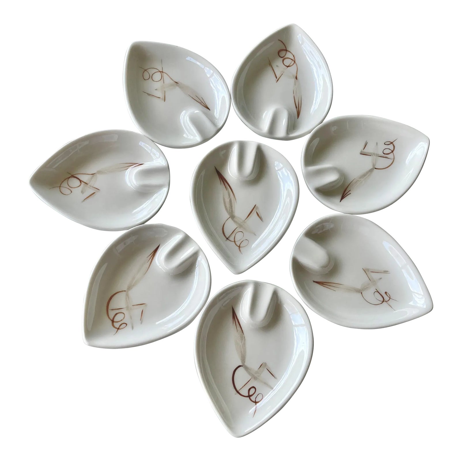 Circa 1950 Winfield Pottery "Passion Flower" Ashtray Set - 8 Pieces ...