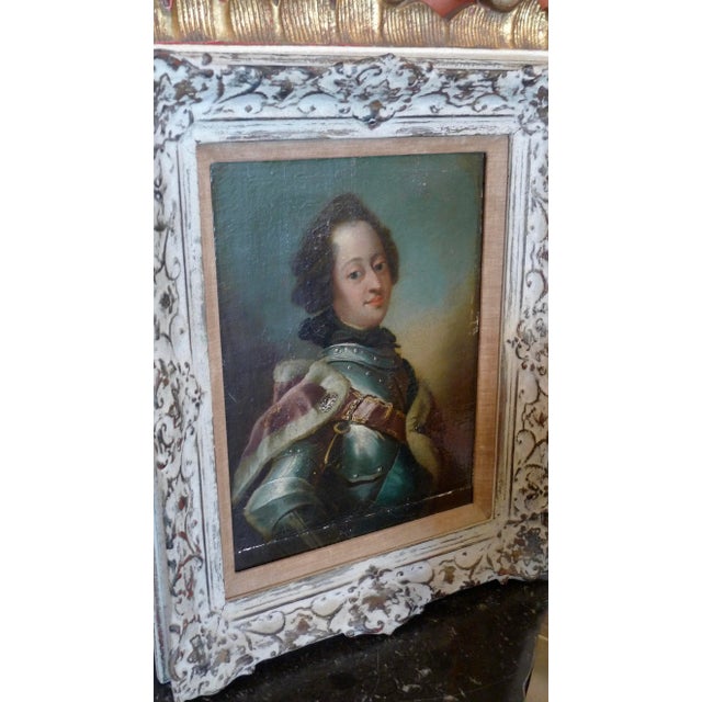 19th Century French Oil Painting of Young Prince in Ermin and Armor ...