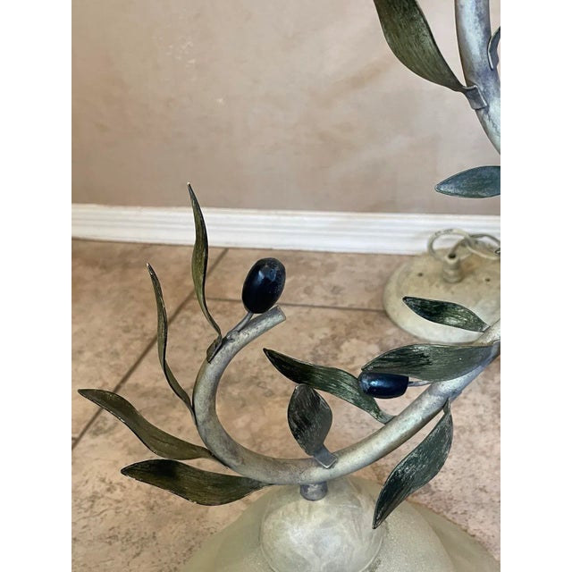Vintage Tole Painted Metal Olive Tree Branches Chandelier Ceiling Lamp ...