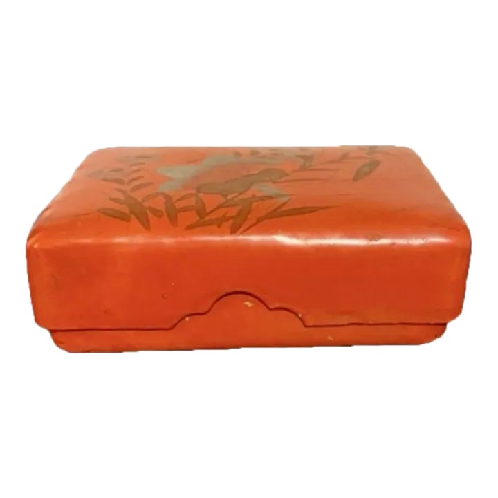Early 1900s Small Antique Japanese Paper Mâché Sewing Box | Chairish