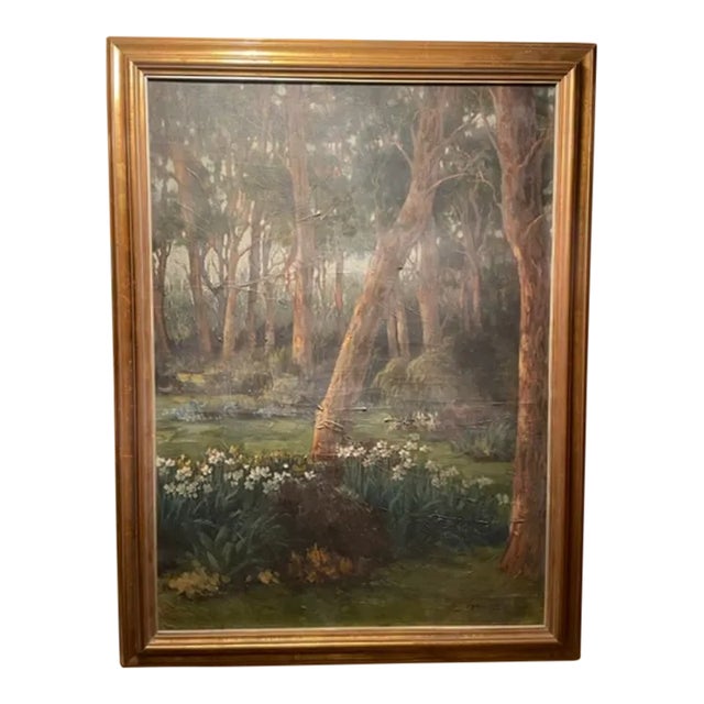 Igor Zabal Oil on Canvas Painting of Landscape With Trees and Flowers ...