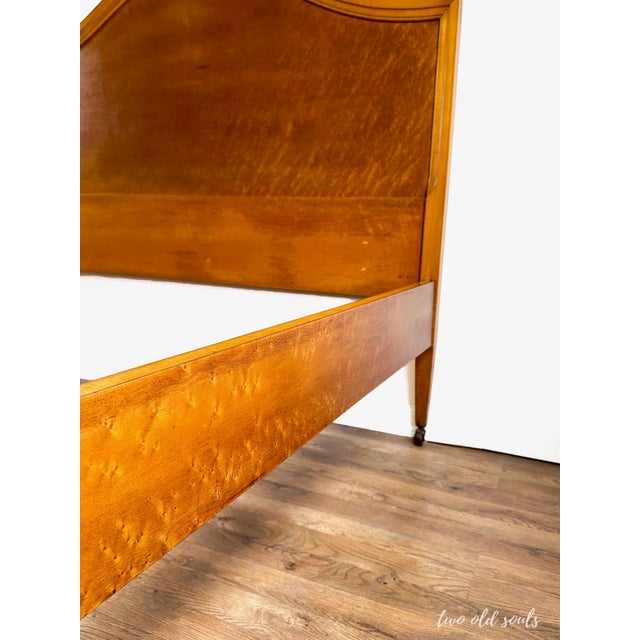Vintage Birdseye Maple Curved Footboard Full Size Bed | Chairish