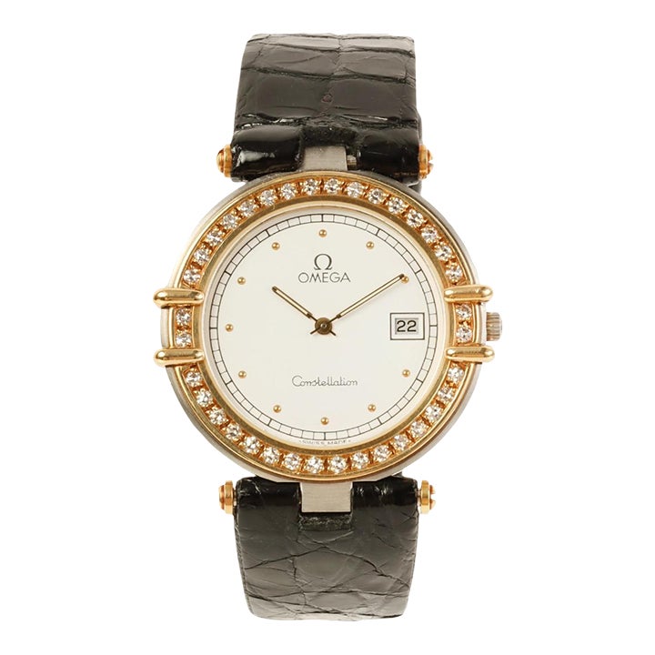 Omega Diamond Bezel Constellation Black/Gold | Chairish