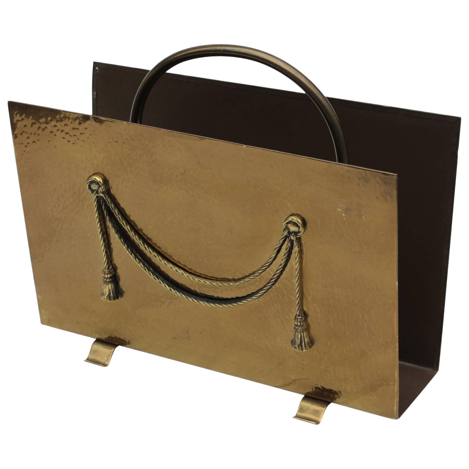 English Brass Magazine Holder by Peerage | Chairish