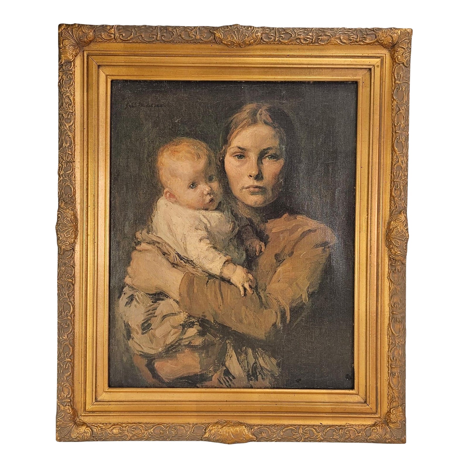 Gari Melchers "Mother & Child " Art Print Ornate Frame | Chairish