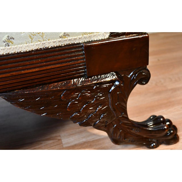1900 Antique Empire Carved Mahogany Spring-Seat Chair / New Upholstery ...