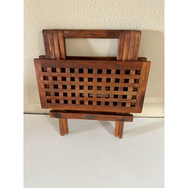 Teak Folding Side Table - Indoors or Outside | Chairish