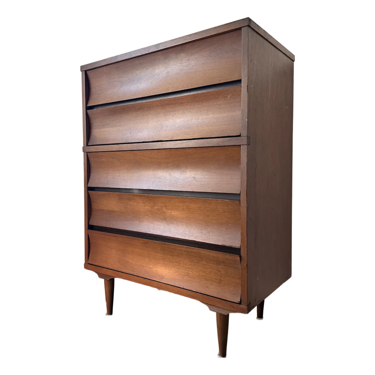 1960s Scalloped Chest of Drawers Dresser by Johnson Carper | Chairish