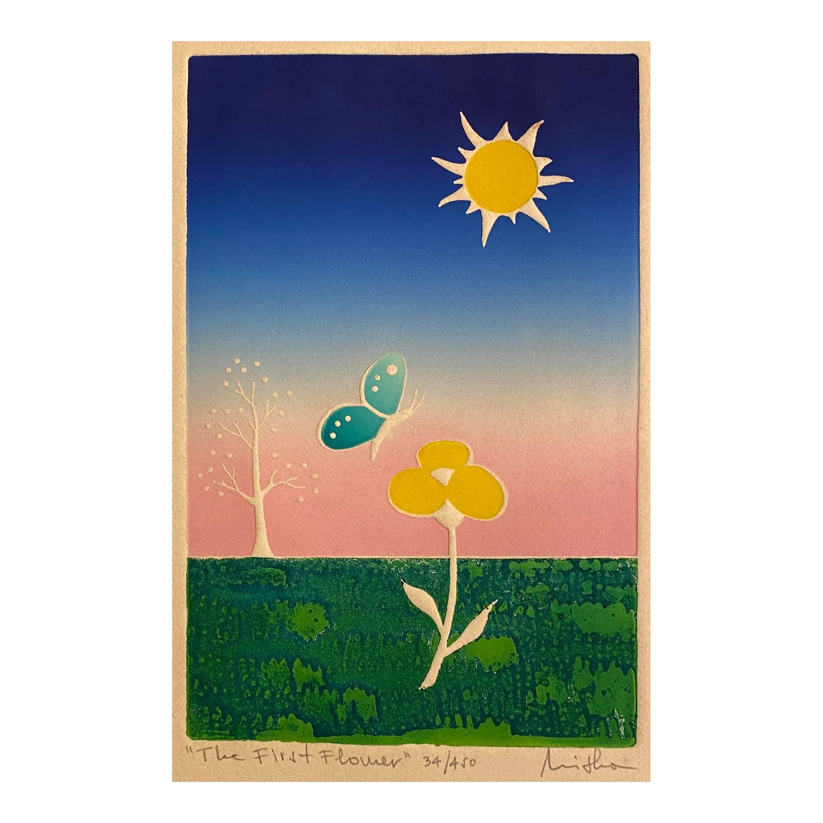 1990s Misha Moracha First Flower Embossed Etching | Chairish